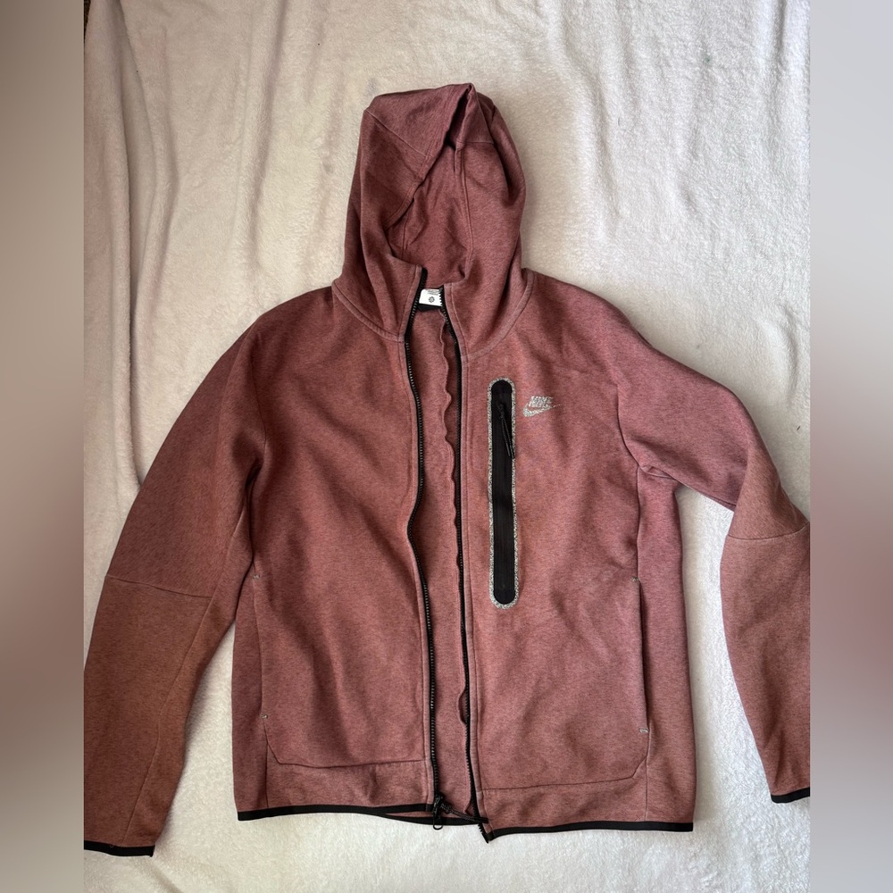 Nike Tech Fleece Burgundy Jacket With Black Trim - Gem